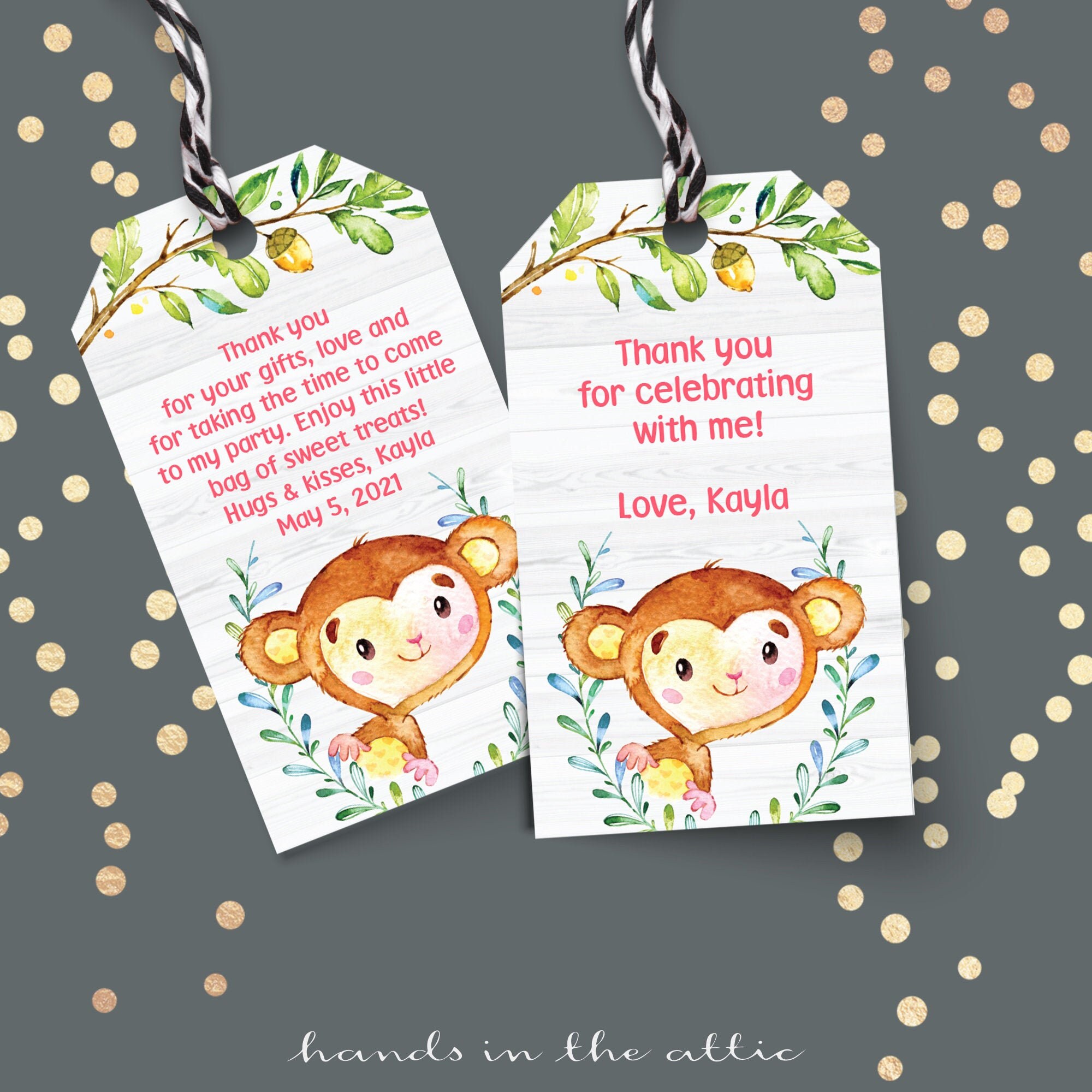 Gift Tags New Baby Monkey Editable Template Kit Jungle Animal - Etsy