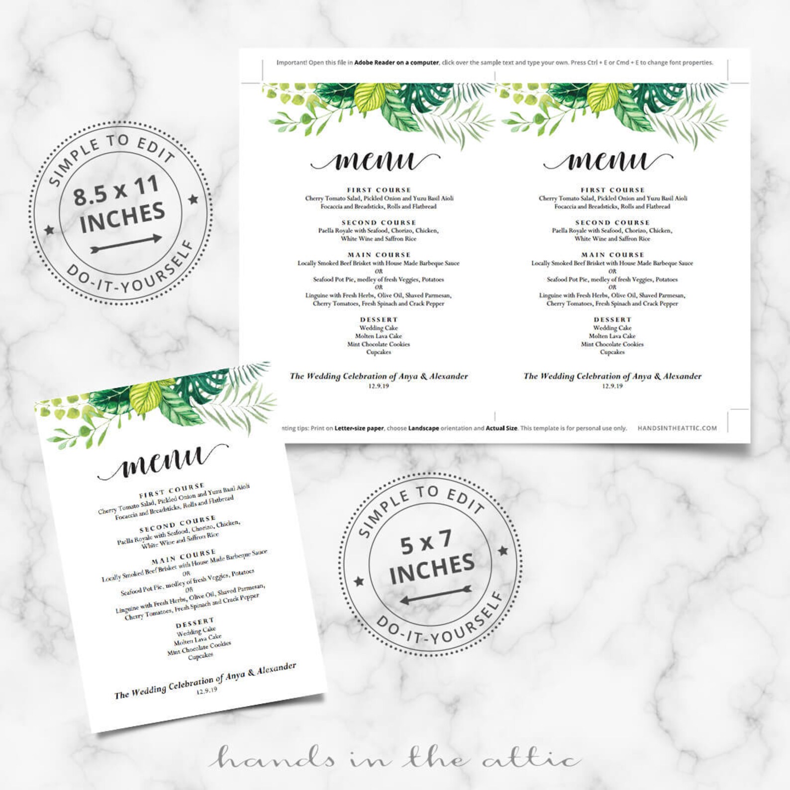 Garden Wedding Menu Outdoor Summer Greenery Party Brunch - Etsy