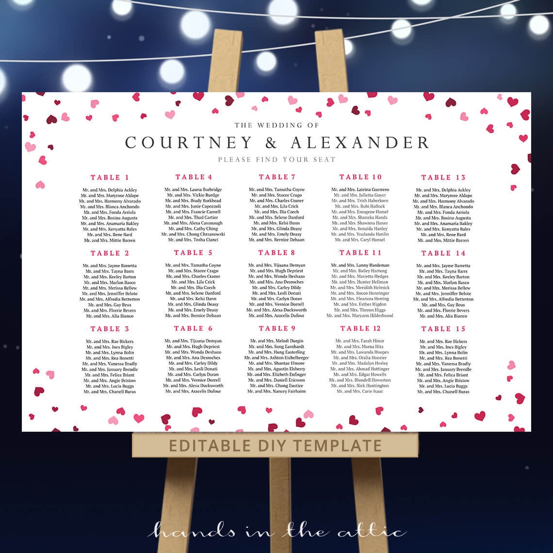 DIY wedding seating chart template reception table plan PDF | Etsy