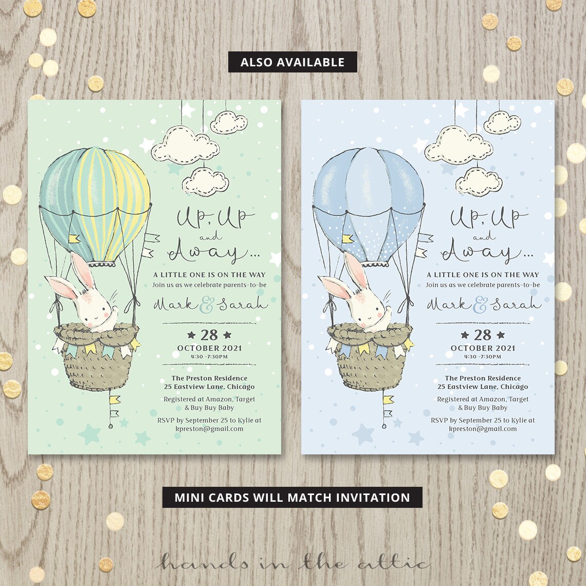 Up up and Away Baby Shower Invitation With a Sweet Little | Etsy