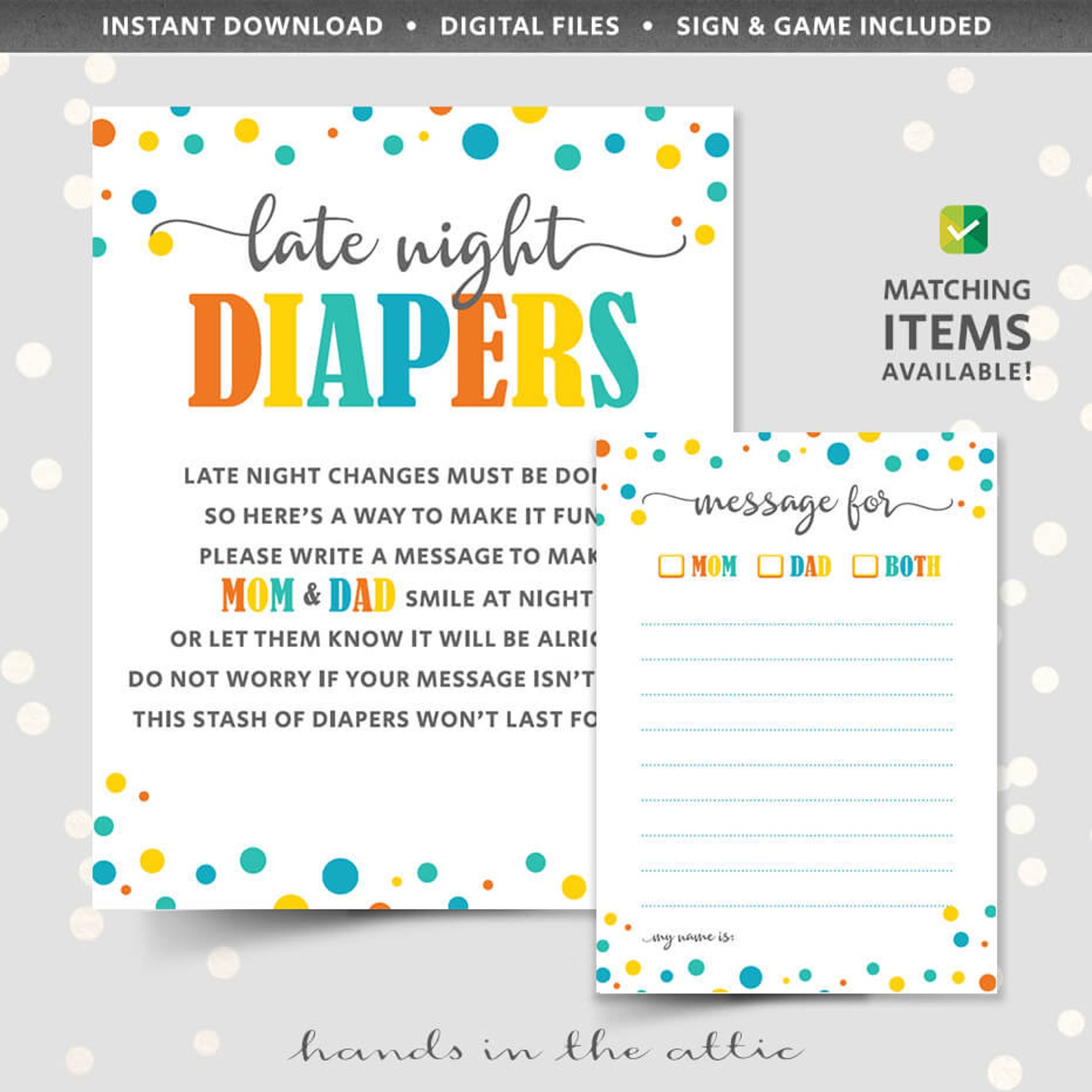 Late Night Diapers PRINTABLE Messages Sign and Signage for - Etsy