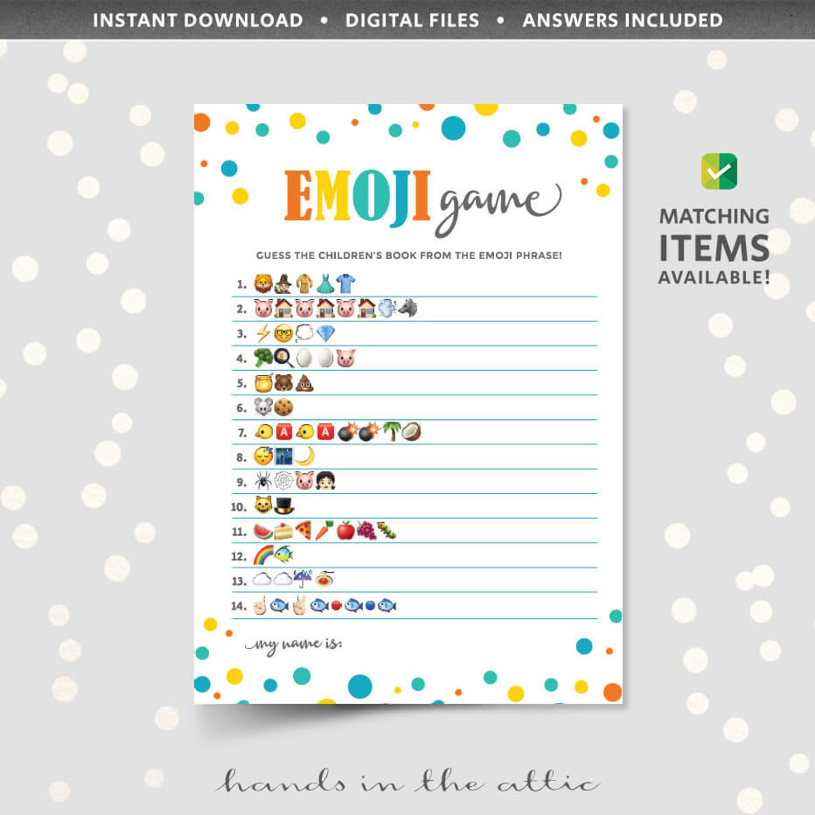 Emoji Pictionary Game With Answers PRINTABLE Baby Shower - Etsy
