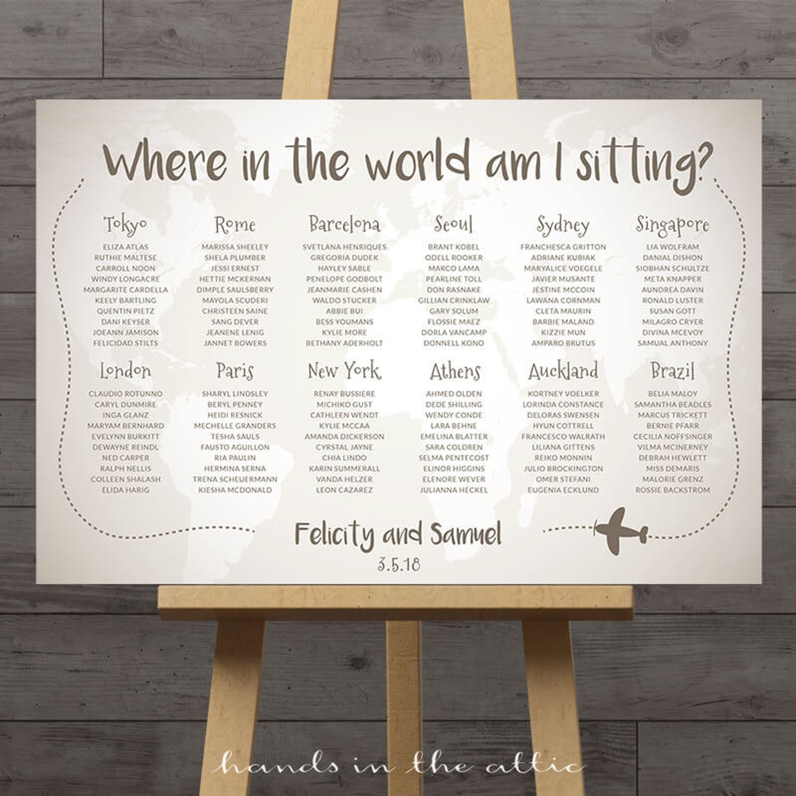 World Map Wedding Seating Chart Travel Theme City Destination - Etsy UK