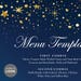 Starry Night Wedding Menu Cards DIY Template, Gold Glitter Stars Dinner ...