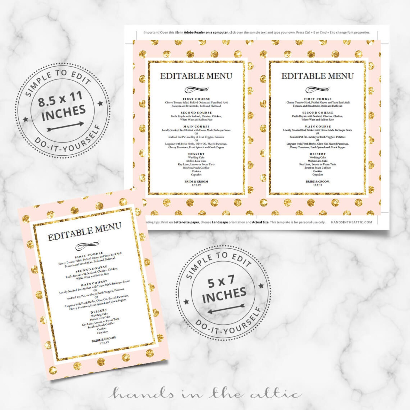 Diy Bridal Shower Menu Cards for Wedding Reception Engagement - Etsy