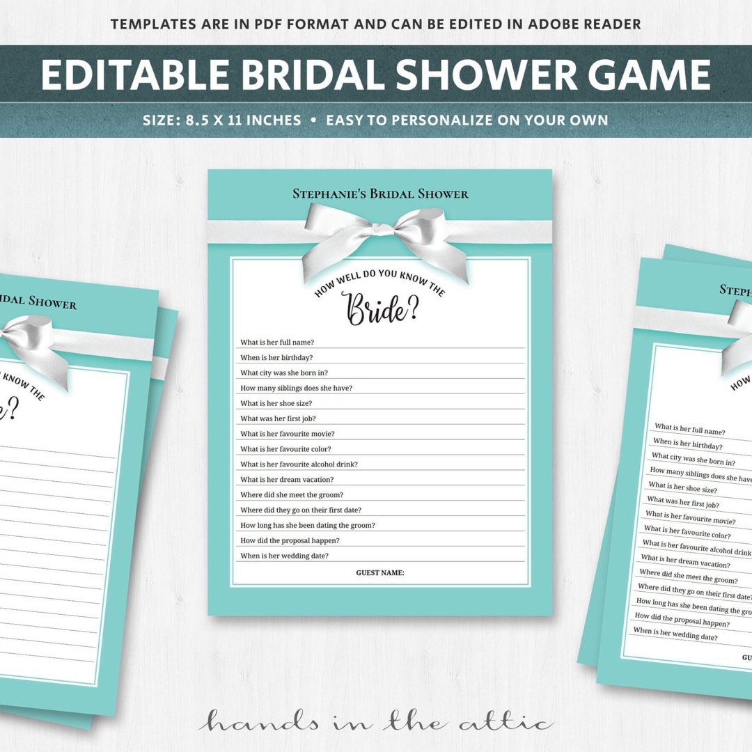 Bridal Shower Trivia Questions, Bridal Shower Question Game Question ...