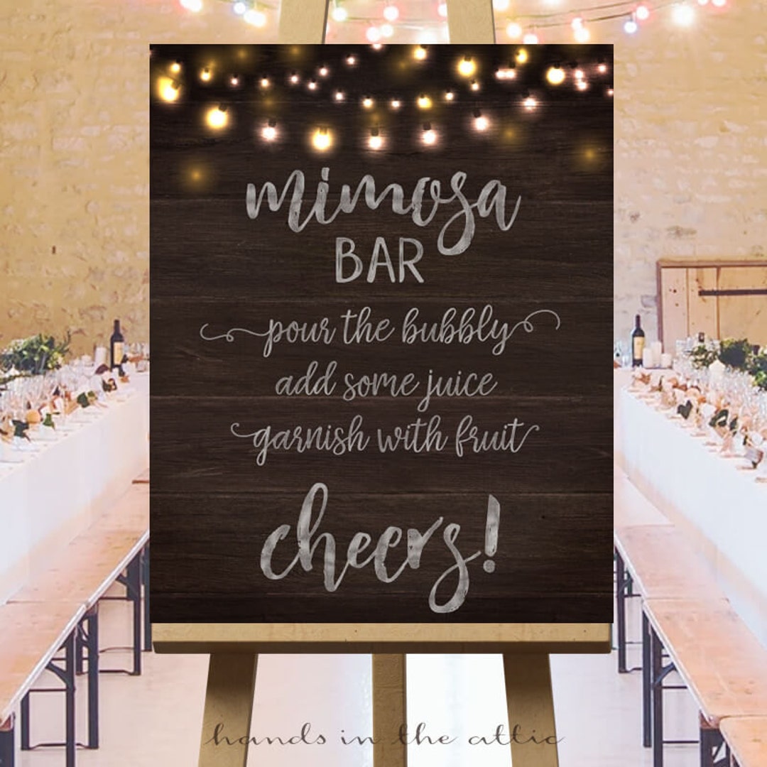 Mimosa Bar Printable Sign, Large Wedding Day Bridal Shower Party Signs ...