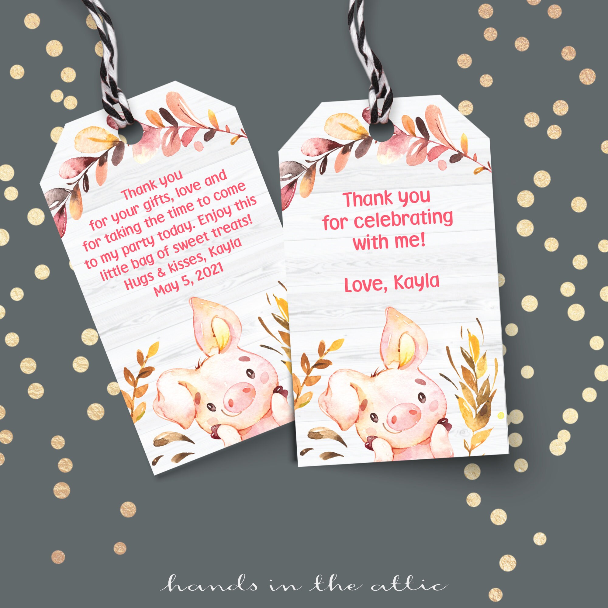 Little Piggy Gift Tags You Can Type On Pig Baby Shower - Etsy