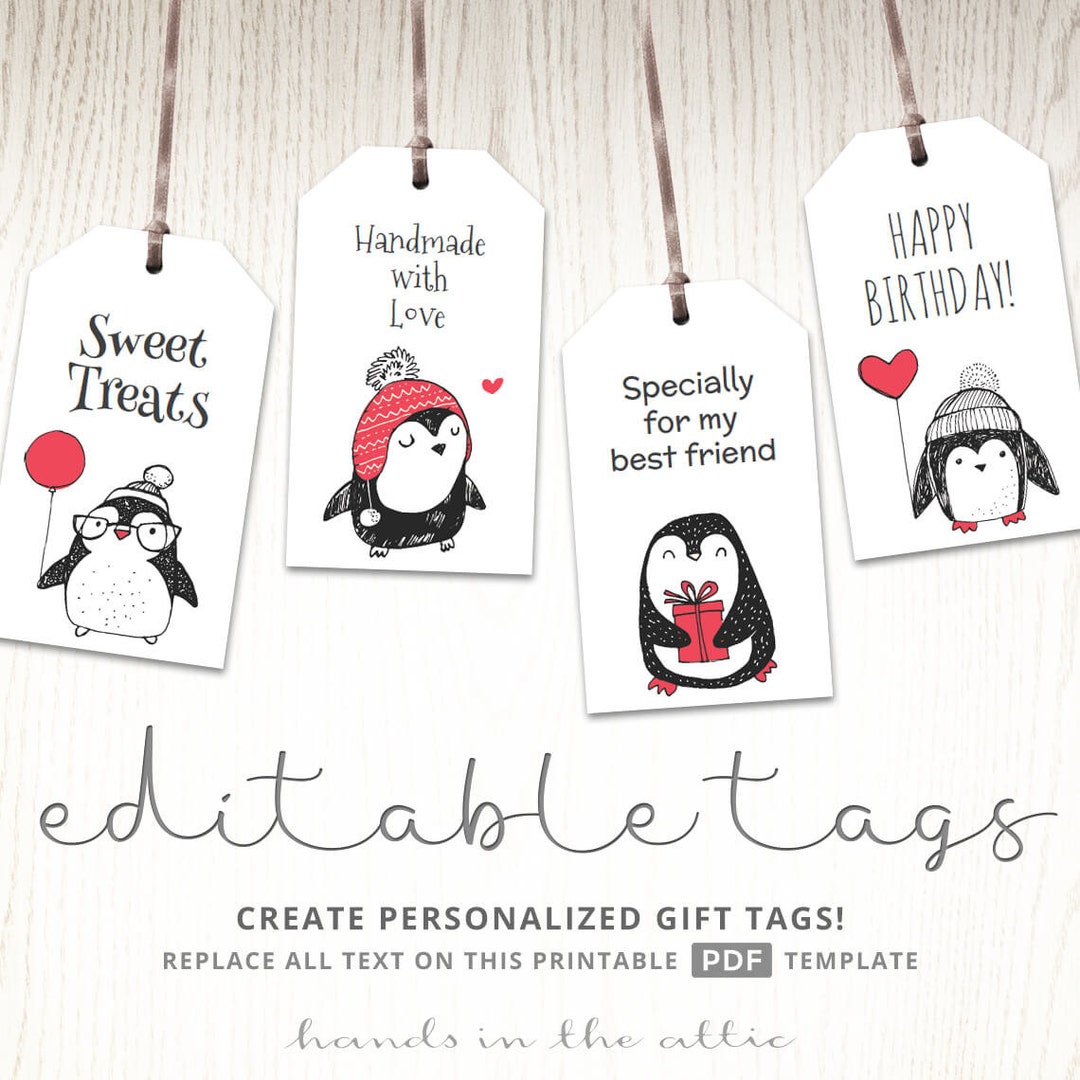 Editable Gift Tags Cute, Labels by the Sheet, Personalized Hang Tags ...