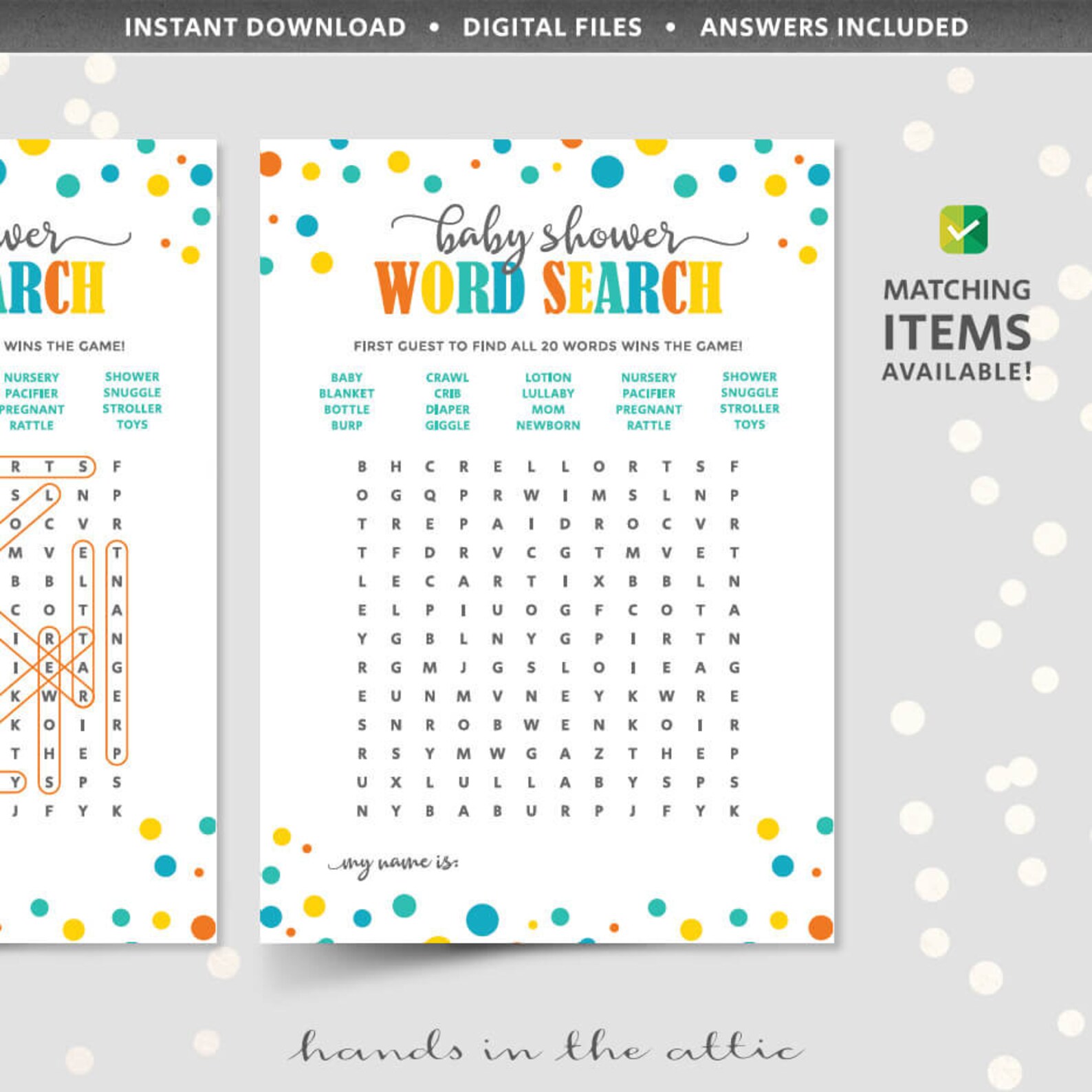 Baby Shower Games Word Search Puzzle Template Card With - Etsy