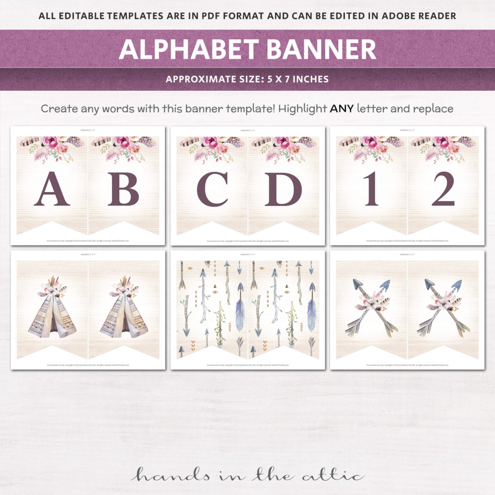 Boho Alphabet Banner Printable Baby Shower Decor Bohemian - Etsy