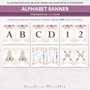 Boho Alphabet Banner Printable, Baby Shower Decor, Bohemian Tribal ...