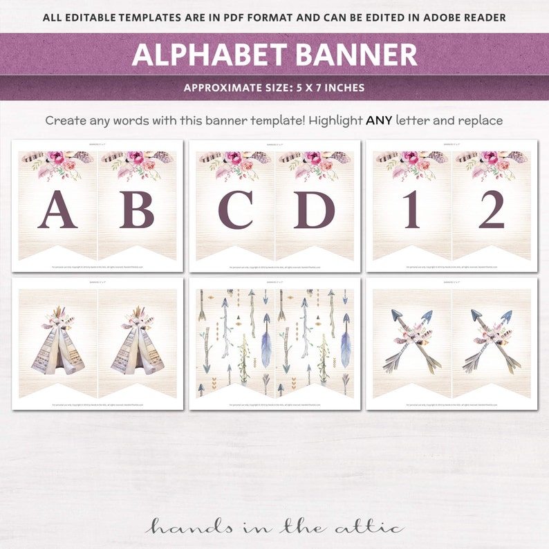 Boho Alphabet Banner Printable Baby Shower Decor Bohemian - Etsy