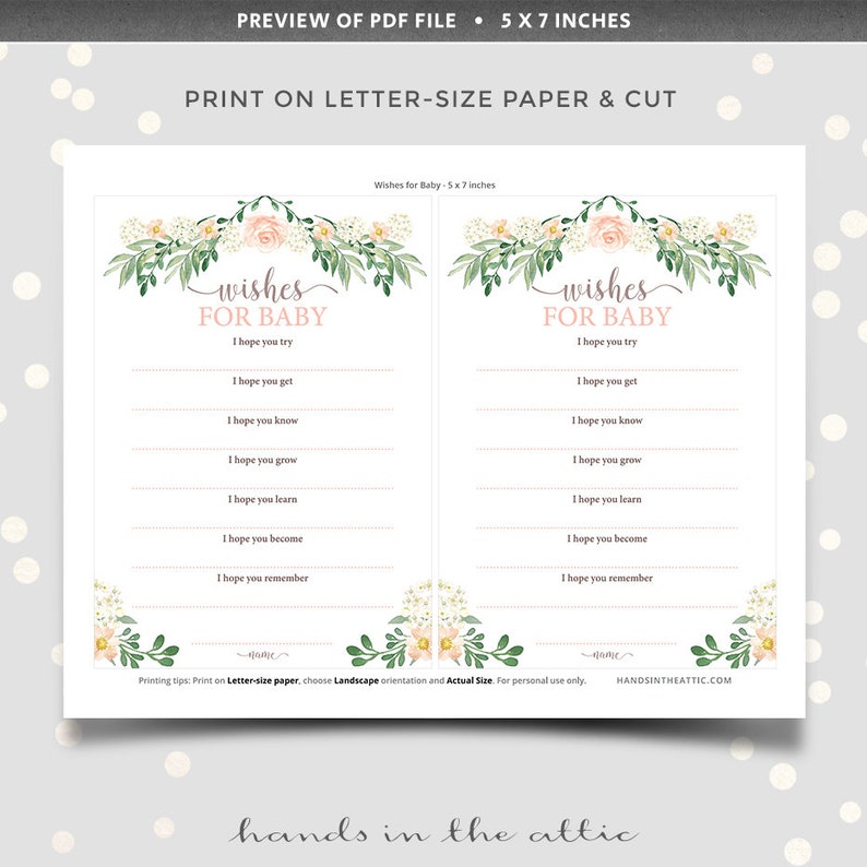 Printable Wishes for Baby Card Hopes and Messages Baby - Etsy