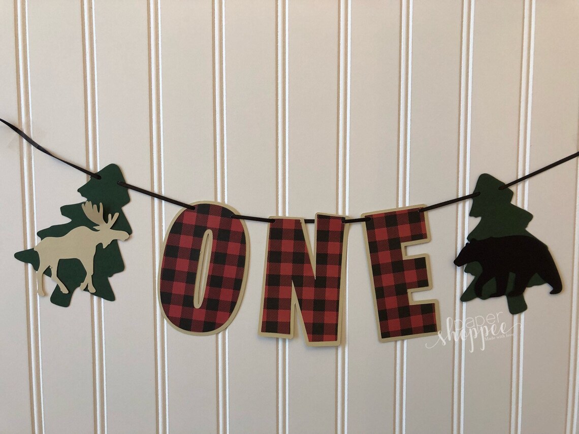 Lumberjack Buffalo Plaid High Chair Birthday Banner Lumberjack Party ...