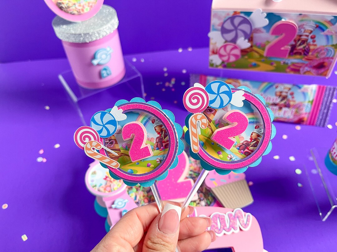Two Sweet | Sweet One | Too Sweet | Candy Land Cupcake Toppers Shaker ...