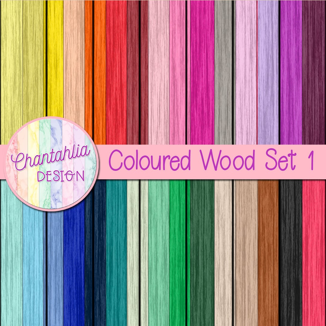 Coloured Wood Digital Paper Backgrounds in 30 Colours for Digital ...