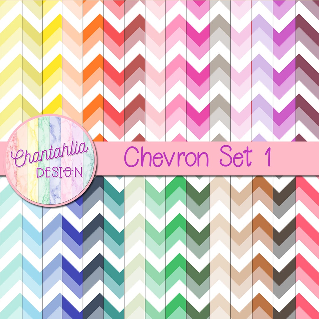 Chevron Digital Paper in 30 Colours for Digital Scrapbooking, Card ...