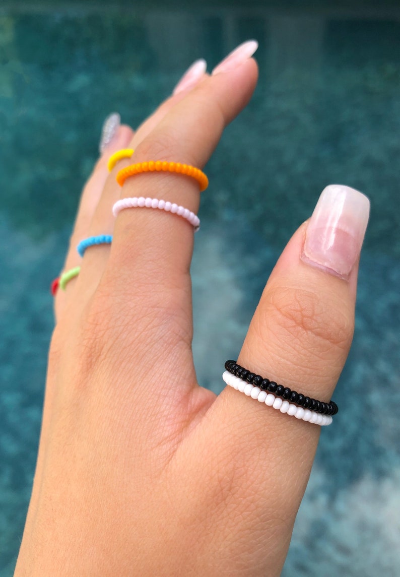 Custom rings set of 3 colors summer jewelry vsco | Etsy