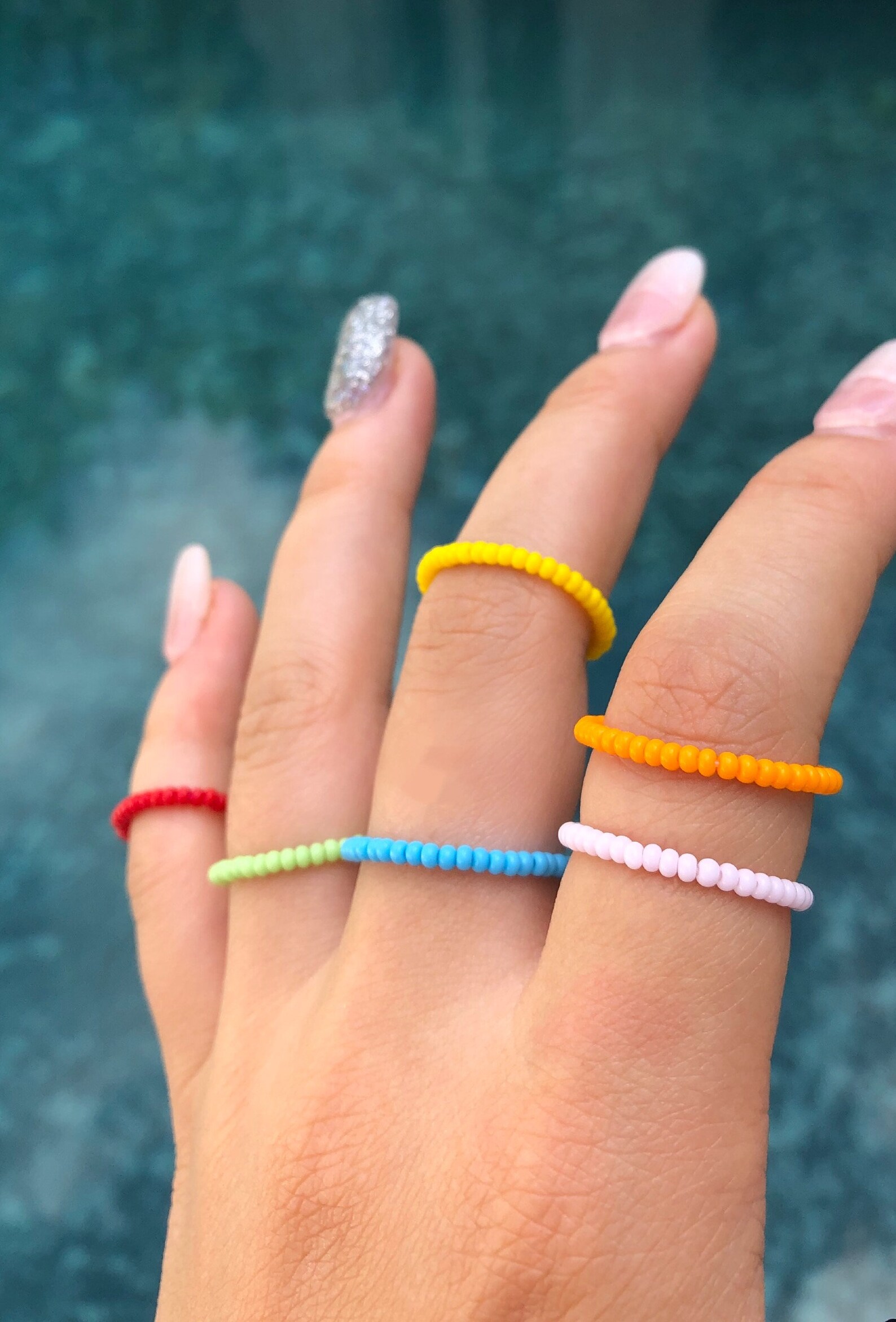 Custom rings set of 3 colors summer jewelry vsco | Etsy