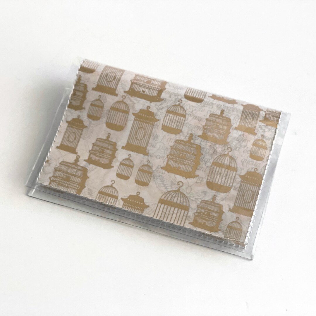 Golden Birdcages - Small Wipeable Vinyl Wallet / Business Card Holder ...