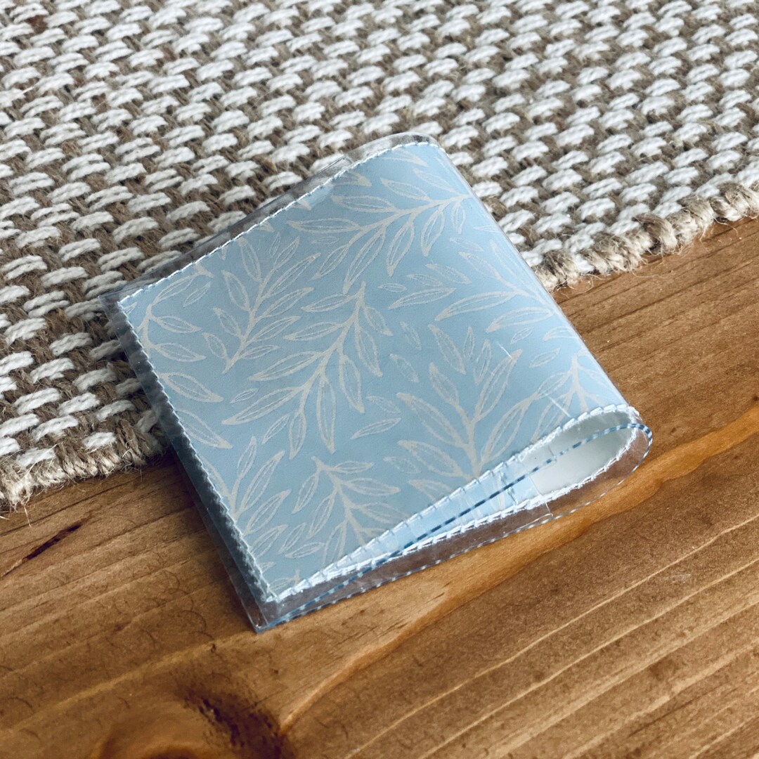 Baby Blue Foliage Botanical Square Card Holder, Mini Card Case ...