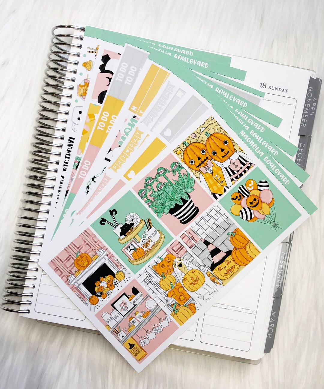 Minty Halloween Vertical Weekly Planner Sticker Kit - Etsy
