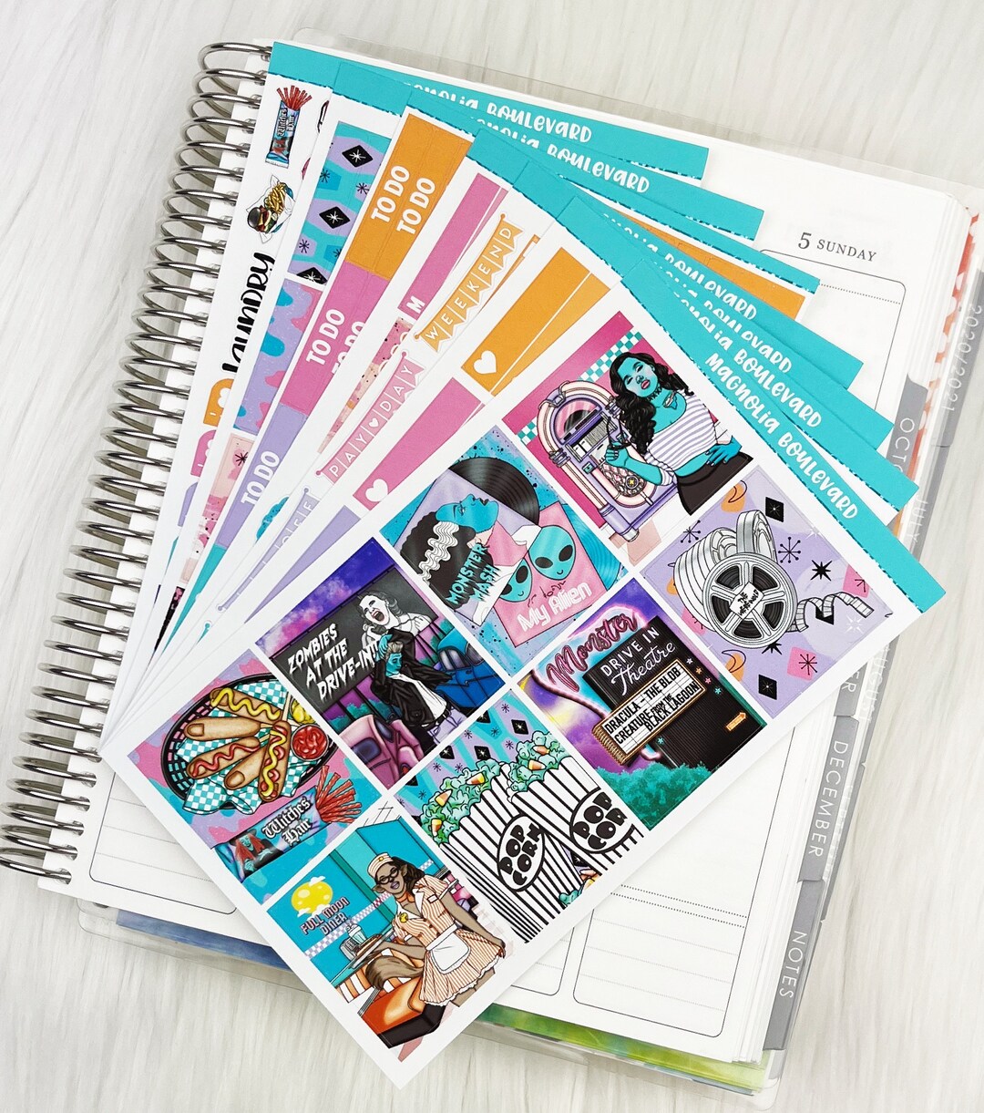 Zombie Drive in - Vertical Weekly Planner Sticker Kit - Etsy