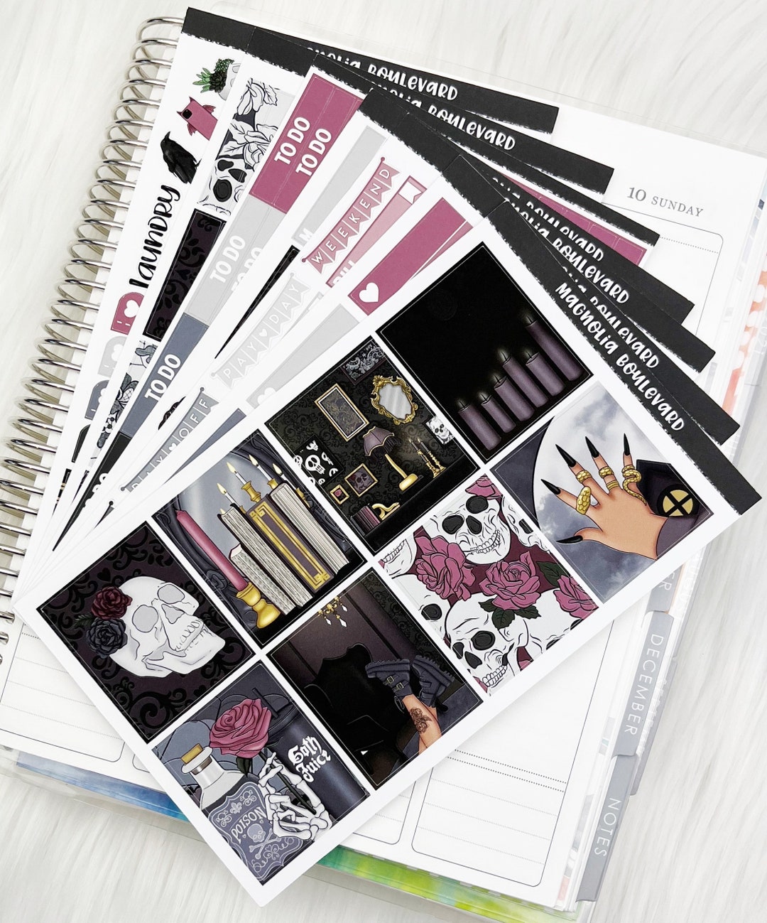 Goth - Vertical Weekly Planner Sticker Kit - Etsy
