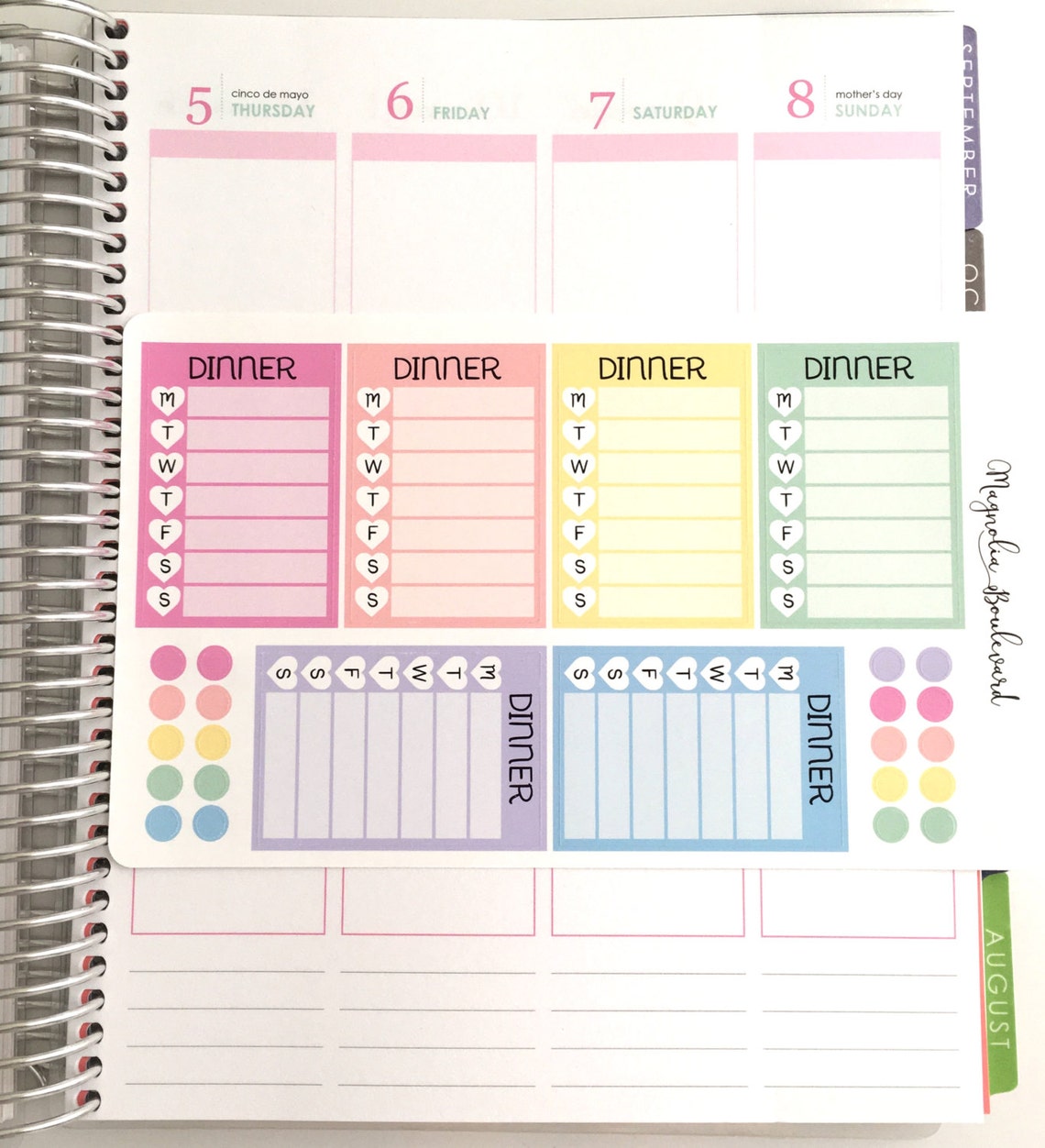 Pastel Dinner Stackable Sidebar Checklist Planner Stickers | Etsy