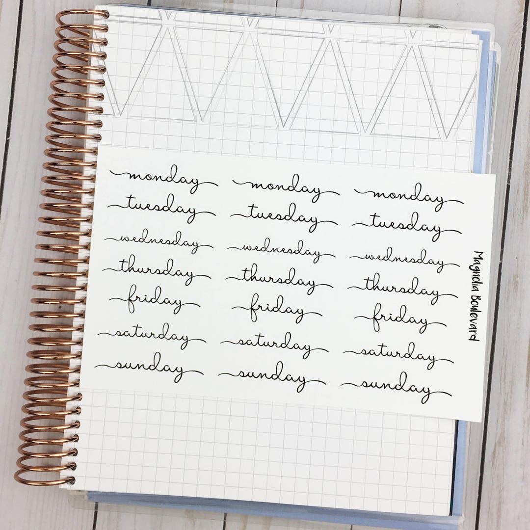 Bujo Week Day Stickers Perfect for Your Travelers Notebook, Bullet ...