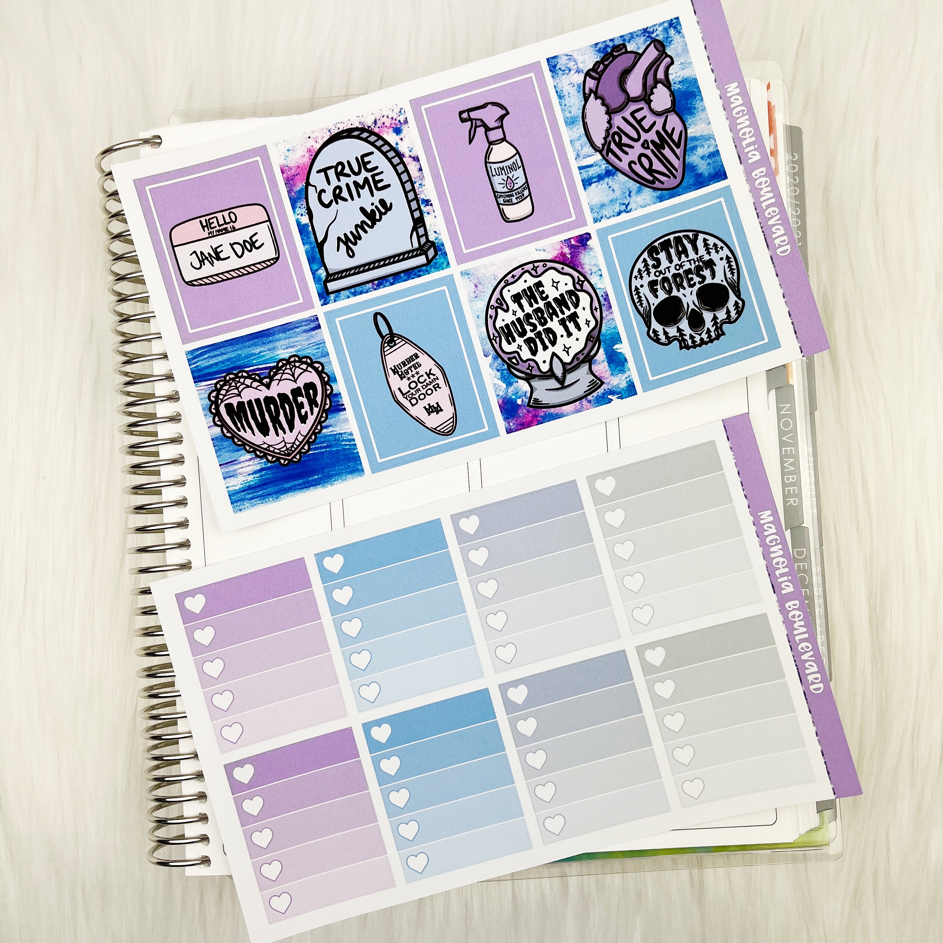 True Crime Vertical Weekly Planner Sticker Kit | Etsy