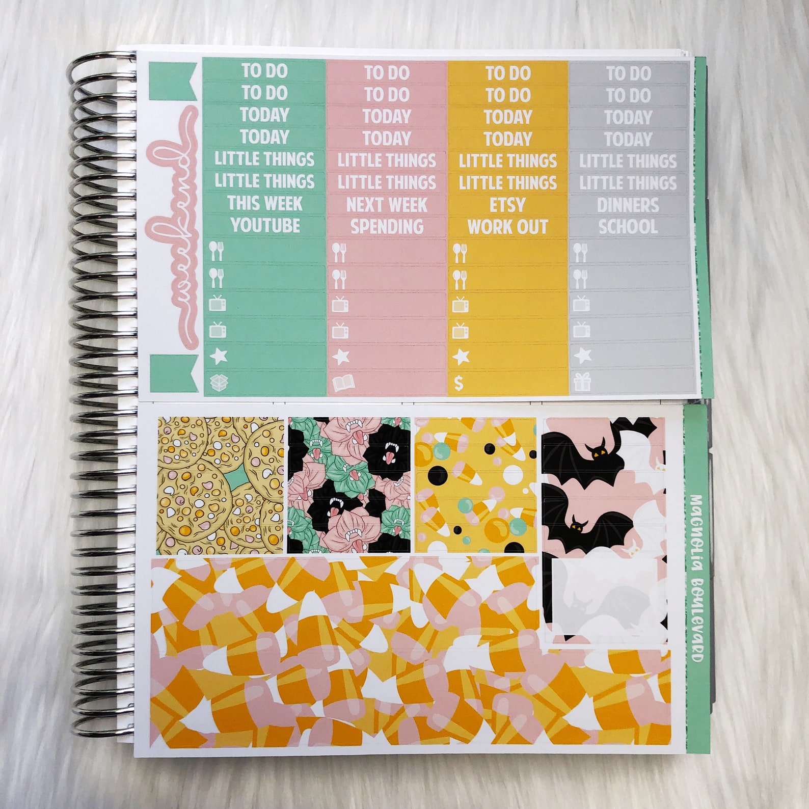 Minty Halloween Vertical Weekly Planner Sticker Kit - Etsy
