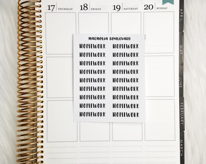 Homework Script Stickers S052 School Work Word Stickers for Planner ...
