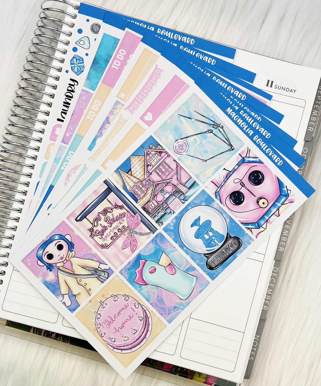 Button Eyes - Vertical Weekly Planner Sticker Kit - Etsy