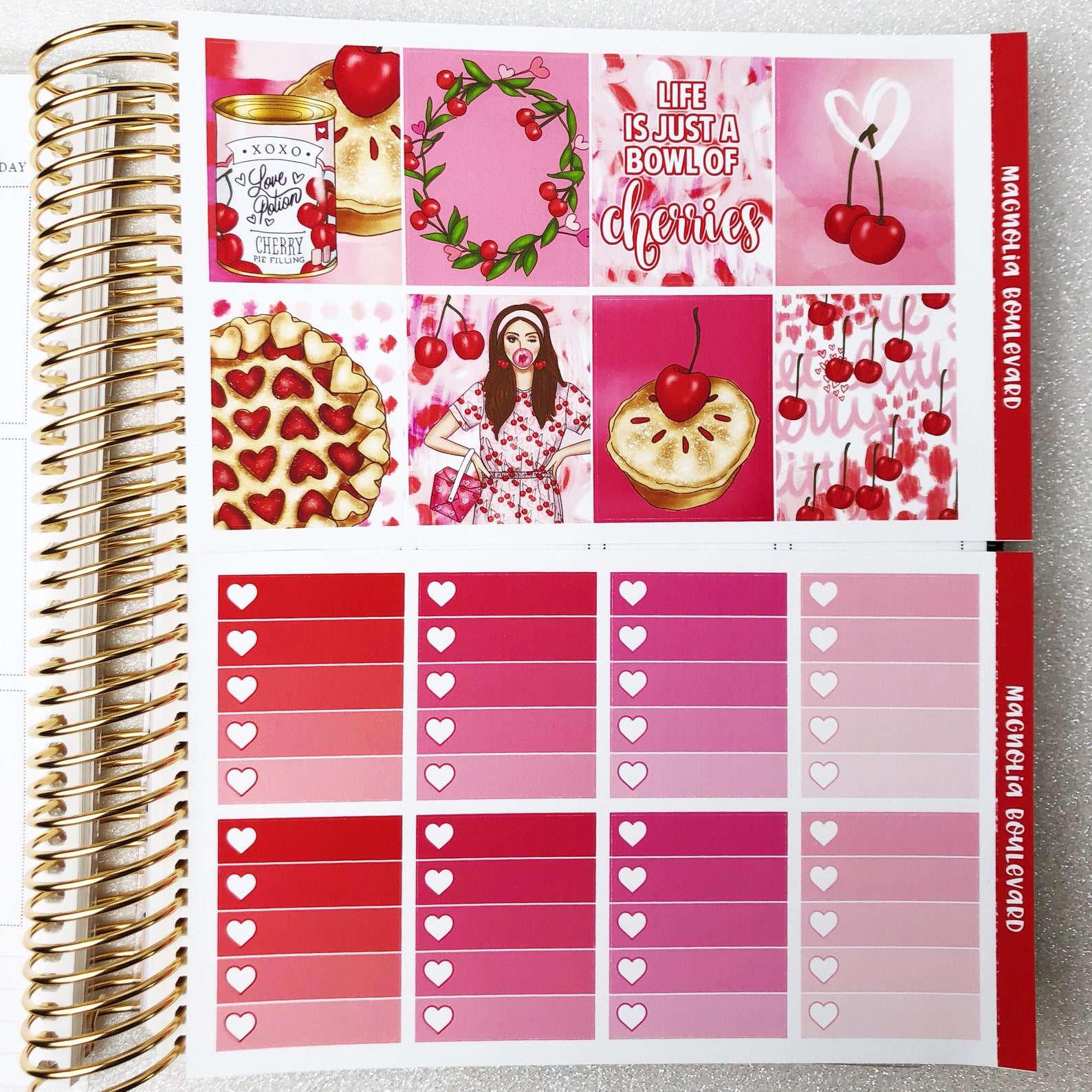 Cherry Vertical Weekly Planner Sticker Kit - Etsy