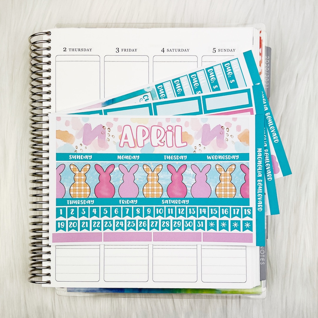 April Monthly Kit - EC Monthly Planner Sticker Kit - 7x9 Life Planner ...