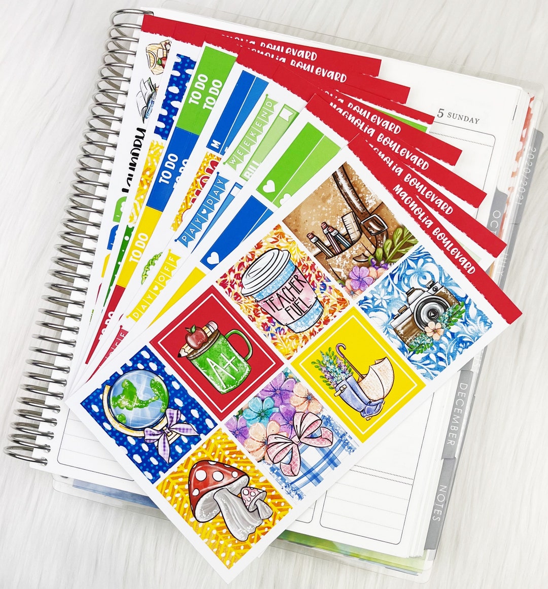 Teacher Vertical Weekly Planner Sticker Kit - Etsy