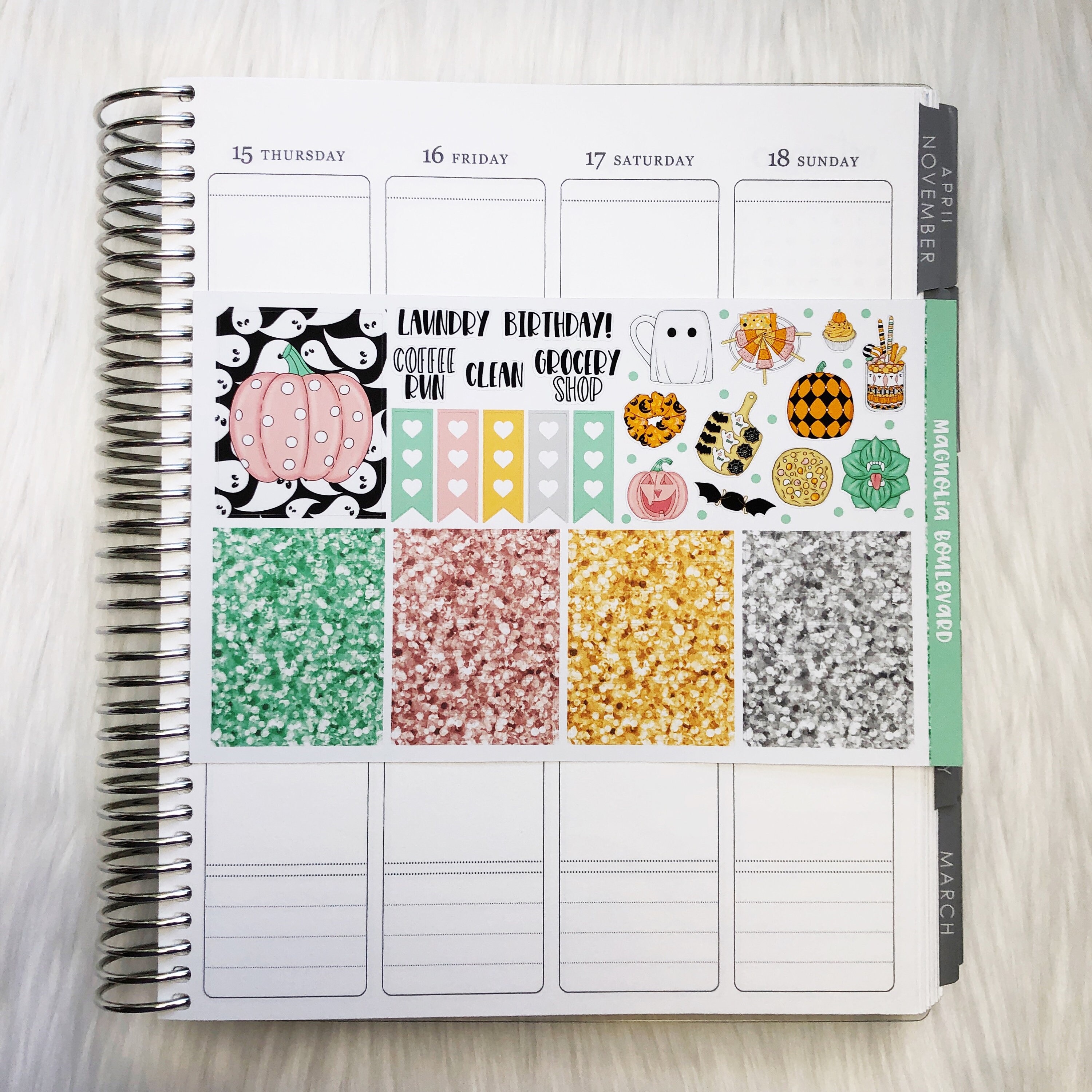 Minty Halloween Vertical Weekly Planner Sticker Kit - Etsy