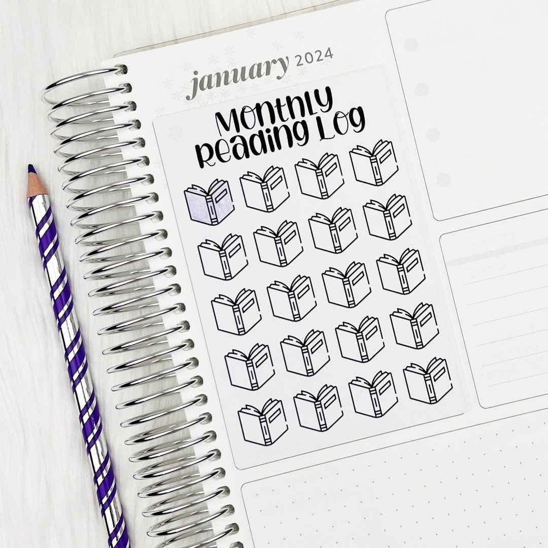 Monthly Reading Log Planner Sticker - Journaling Sticker - Planner ...