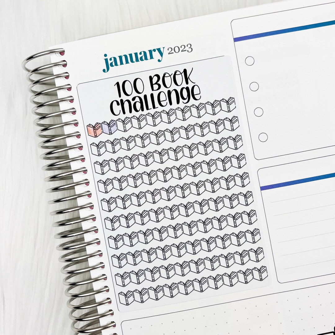 100 Book Reading Challenge Tracker - Journaling Sticker - Planner ...