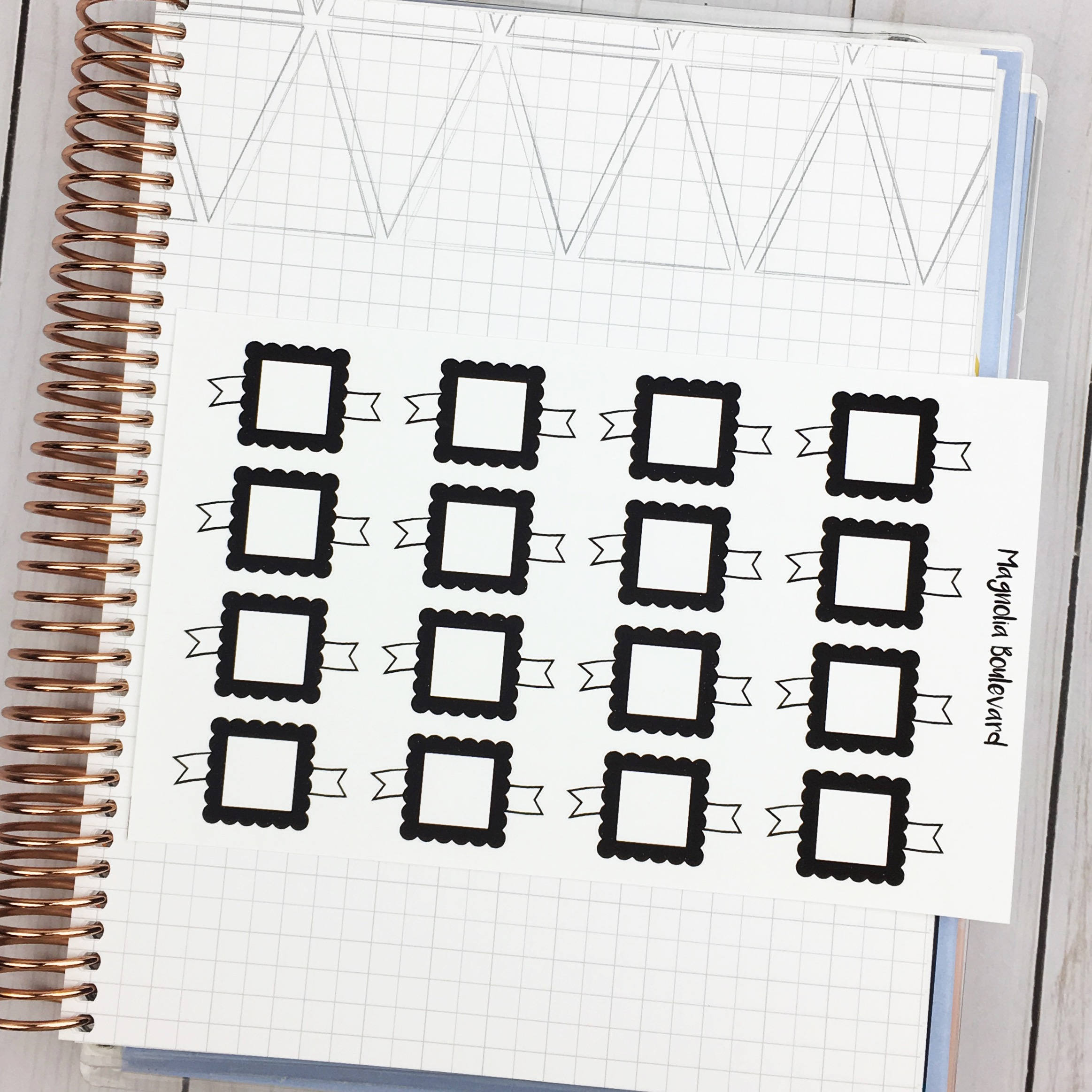 BuJo Black Scalloped Banner Box Planner Stickers Perfect for | Etsy