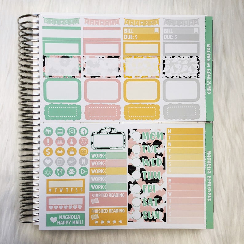 Minty Halloween Vertical Weekly Planner Sticker Kit - Etsy