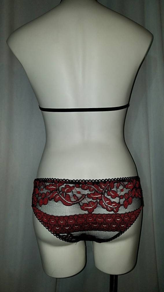 Sexy Red And Black Lace Lingerie Set S M Etsy