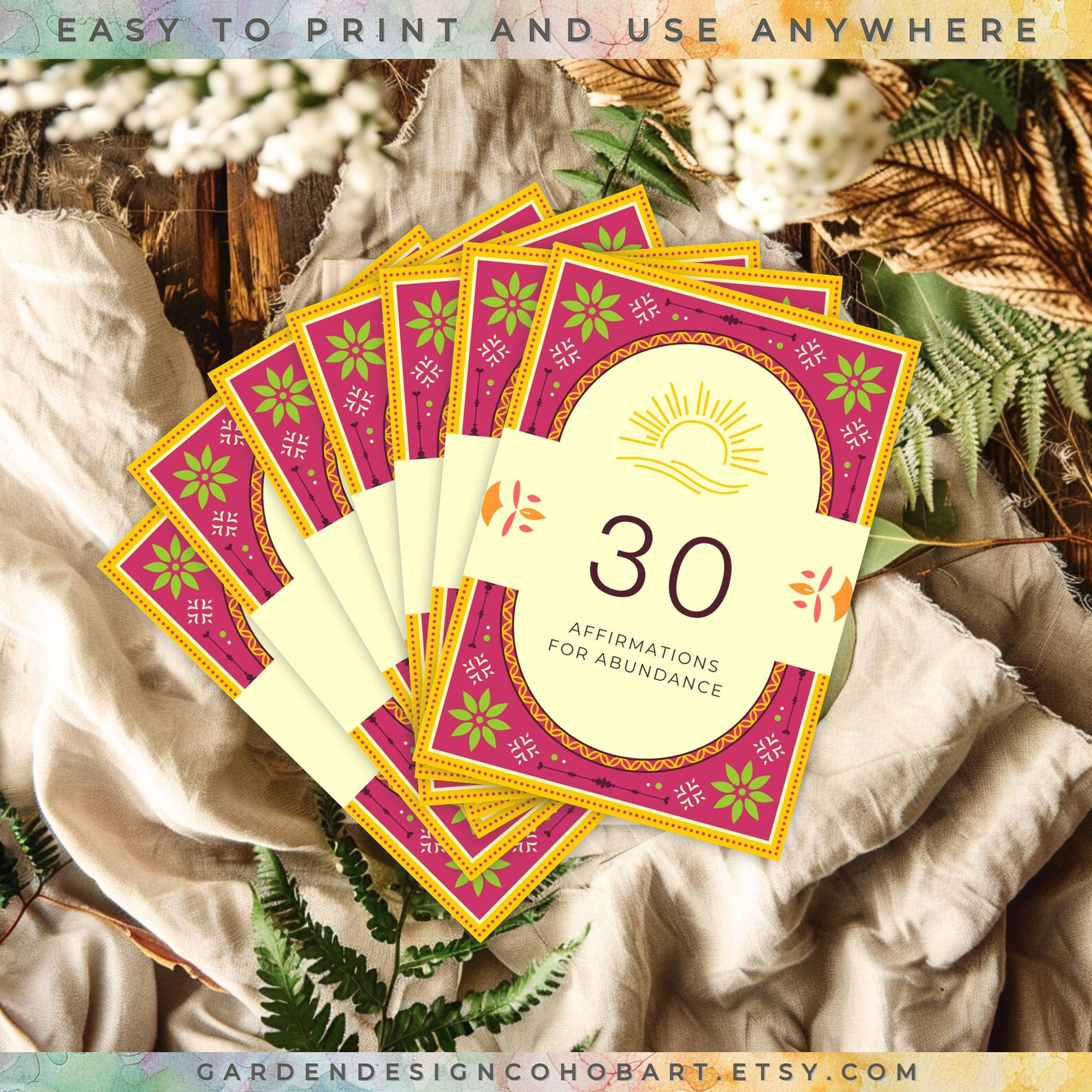 Daily Positive Affirmations Printable, 30 Abundance Affirmation Cards ...