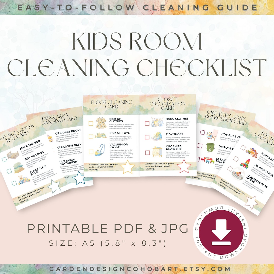 Printable Kids Room Cleaning Checklist, Cleaning Planner for Kids ...
