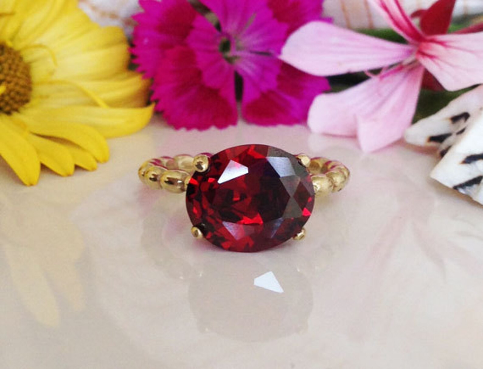 Garnet Ring January Birthstone Gold Ring Promise Ring | Etsy
