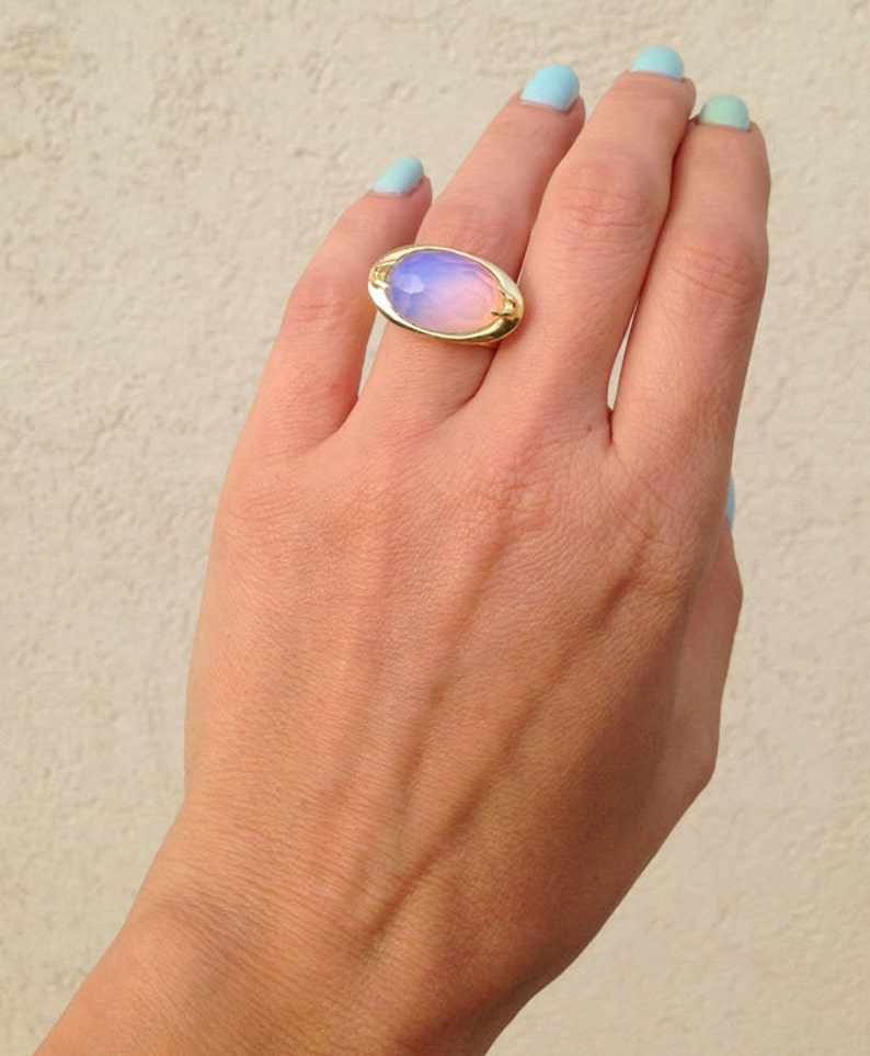 Opalite Ring Gemstone Ring Oval Ring Large Stone Ring | Etsy