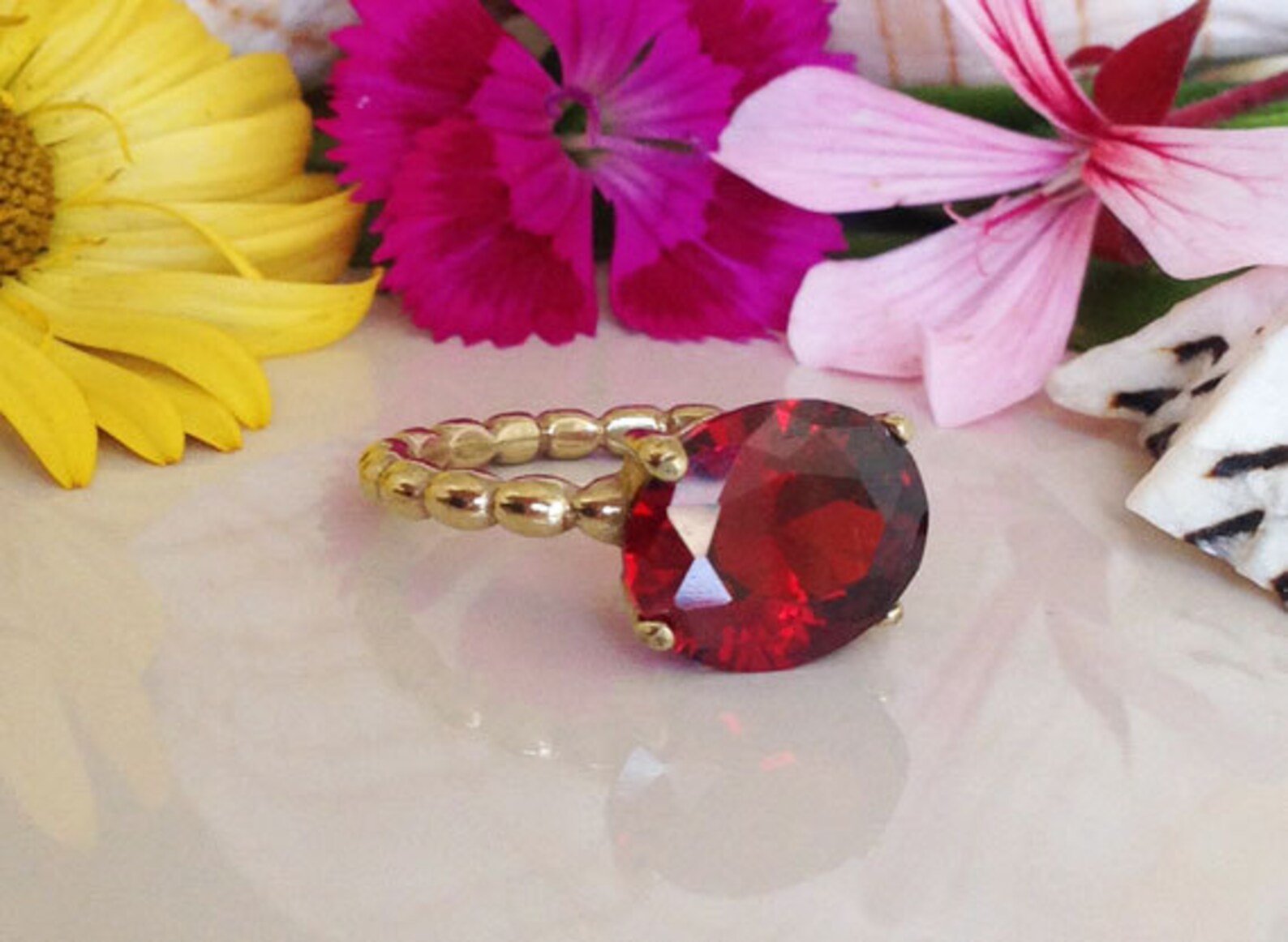 Garnet Ring January Birthstone Gold Ring Promise Ring - Etsy