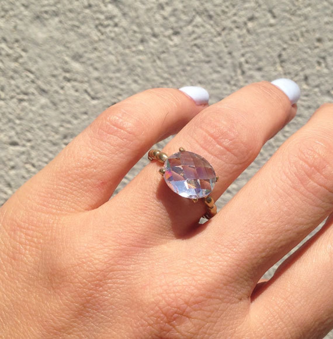 Clear Quartz Ring - Gold Ring - Gemstone Ring - Promise Ring ...